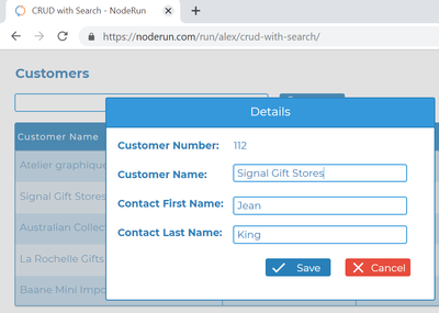 Profound.js Spaces - CRUD with Search