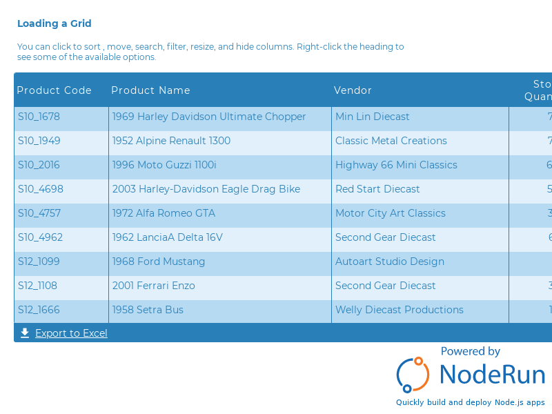Profound.js Spaces - Loading a Grid with Low Code