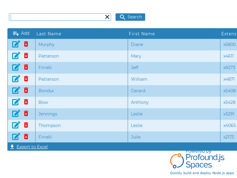 Profound.js Spaces - CRUD with Edit Screen