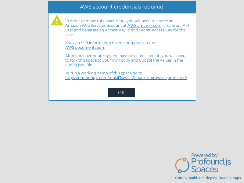 Profound.js Spaces - AWS S3 Bucket Browser