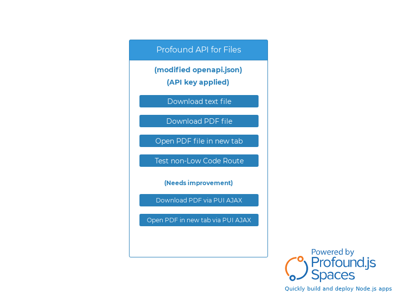 Profound.js Spaces - PAPI File Download