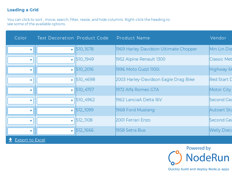 Profound.js Spaces - Row Color Change of Subfile Table